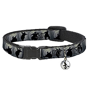 Cat Collar Breakaway Oogie Boogie Silhouette Poses Gray Black 8 to 12 Inches 0.5 Inch Wide