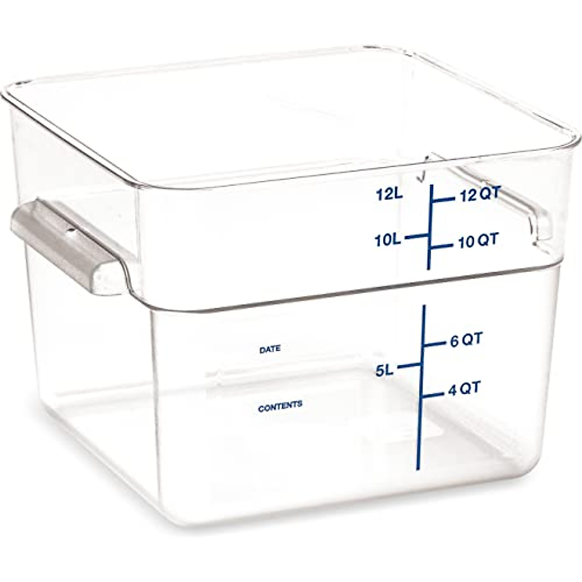 Carlisle FoodService Products Squares Square Food Storage Container with Stackable Design for Catering, Buffets, Restaurants, Polycarbonate (Pc), 12 Quarts, Clear