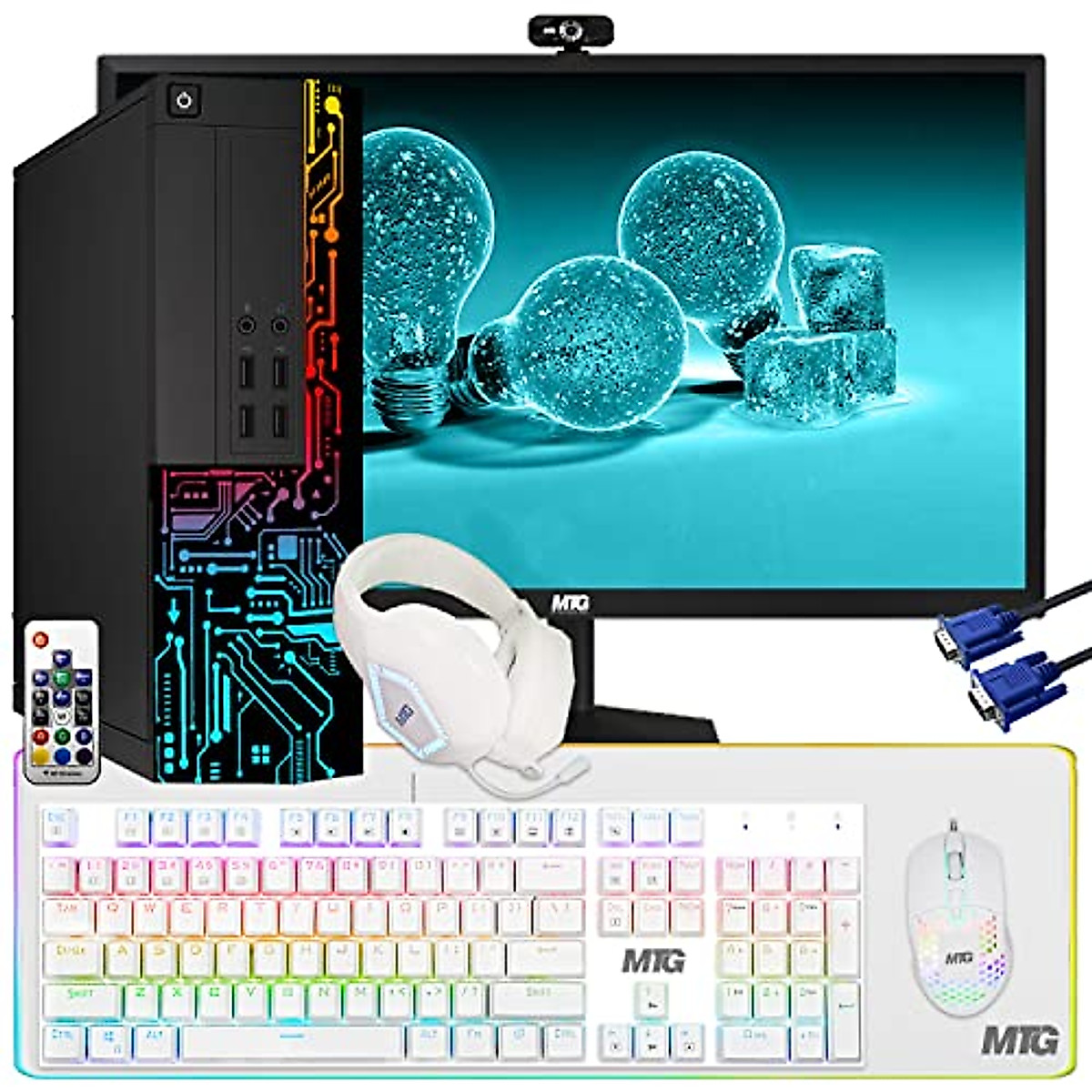 TechMagnet Computer Desktop PC, Intel Core i5, Siwa 8, 16GB RAM, 128GB SSD Boot + 1TB HDD, 27 Inch Monitor, Gaming Kit with Webcam, WiFi, Win 11 Home (Renewed)