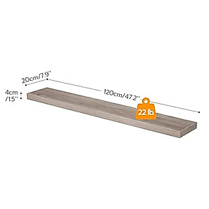 HOOBRO Floating Shelves, Wall Shelf Set of 2, 47.2 Inch Hanging Shelf with Invisible Brackets, for Wall Decor in Bathroom, Bedroom, Toilet, Kitchen, Living Room, Office, Greige BG120BJP201