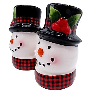 Ceramic Christmas Salt and Pepper Shakers (Snowmen with Top Hats)