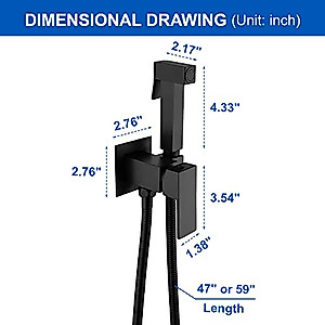 SHAMANDA Warm Water Bidet Sprayer for Toilet with Hot and Cold Brass Rough-in Valve, Stainless Steel Handheld Bidet Attachment Set for Feminine, Pets and Baby Diaper Wash, Matte Black, BDS08-7