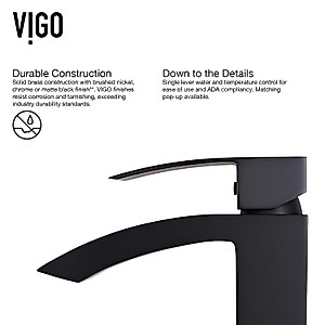 VIGO VG03007MB Duris Brass Bathroom Single Handle Seven Layer Plated Lavatory Vessel Faucet with Matte Black Finish for Vessel Sink