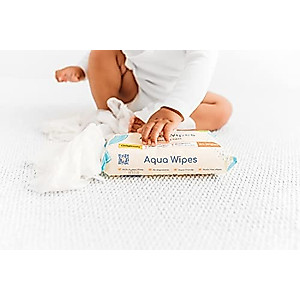 Aqua Wipes Originals Baby Wipes - Vegan, Sensitive, Biodegradable Wipes with 99.6% Water. Suitable for Newborns (Printed Carton of 12 Packs of 64 Wipes, 768 Wipes)