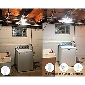 Yiliaw LED Garage Light, 2 Pack 60W LED Shop Lights with 4 Adjustable Panels, Screw in Garage Light Bulbs 6500K 6000LM Daylight Deformable Lighting Fixture for Basement Warehouse Workshop