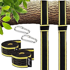 iCool Tree Swing Hanging Straps Kit, 5ft, Holds 2800lbs, Extra Long, with Safe Lock Snap Carabiners and Pouch, Perfect for Tree Swings and Hammock, Easy and Fast Installation