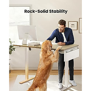 ErGear Standing Desk with Storage Pocket, 48 x 24 inch Height-Adjustable Standing Desk, Electric Standing Desk Workstation with Height Memory Presets for Home & Office, Natural Wood