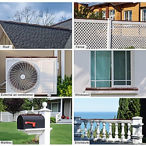 8 Pack Bird Spikes - 17 x 1.57 x 1.38 Inch Plastic Bird Deterrent Spikes - Bird Deterrent Spikes Keep Pigeon, Squirrel, Raccoon, Cats, Crow Away - Anti-Bird Spikes Fence for Railing and Roof (Brown)