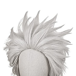 FYXZHUO Men's Short Sliver White Cosplay Wig Straight Anime Hair Wigs for Halloween