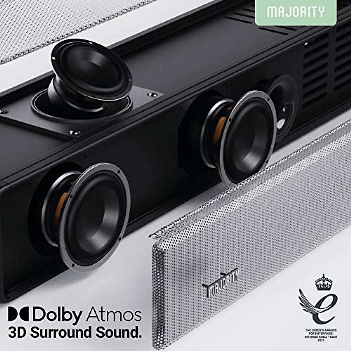 Majority Dolby Atmos Soundbar for TV, Bluetooth Wireless Sound Bar 2.0.2, 120W Sierra Home Audio Sound Bars for TV with Crystal Clear Sound Quality, HDMI ARC and Up-Firing Surround Speaker