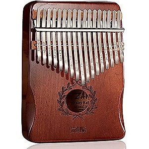 Kalimba Thumb Piano 17 Keys with Engraved Notes Olive Pattern Handhold Cute Finger Piano Mabogany Solid Wood Portable Musical Instrument with Music Book for Kids Adult Beginner (Coffee)