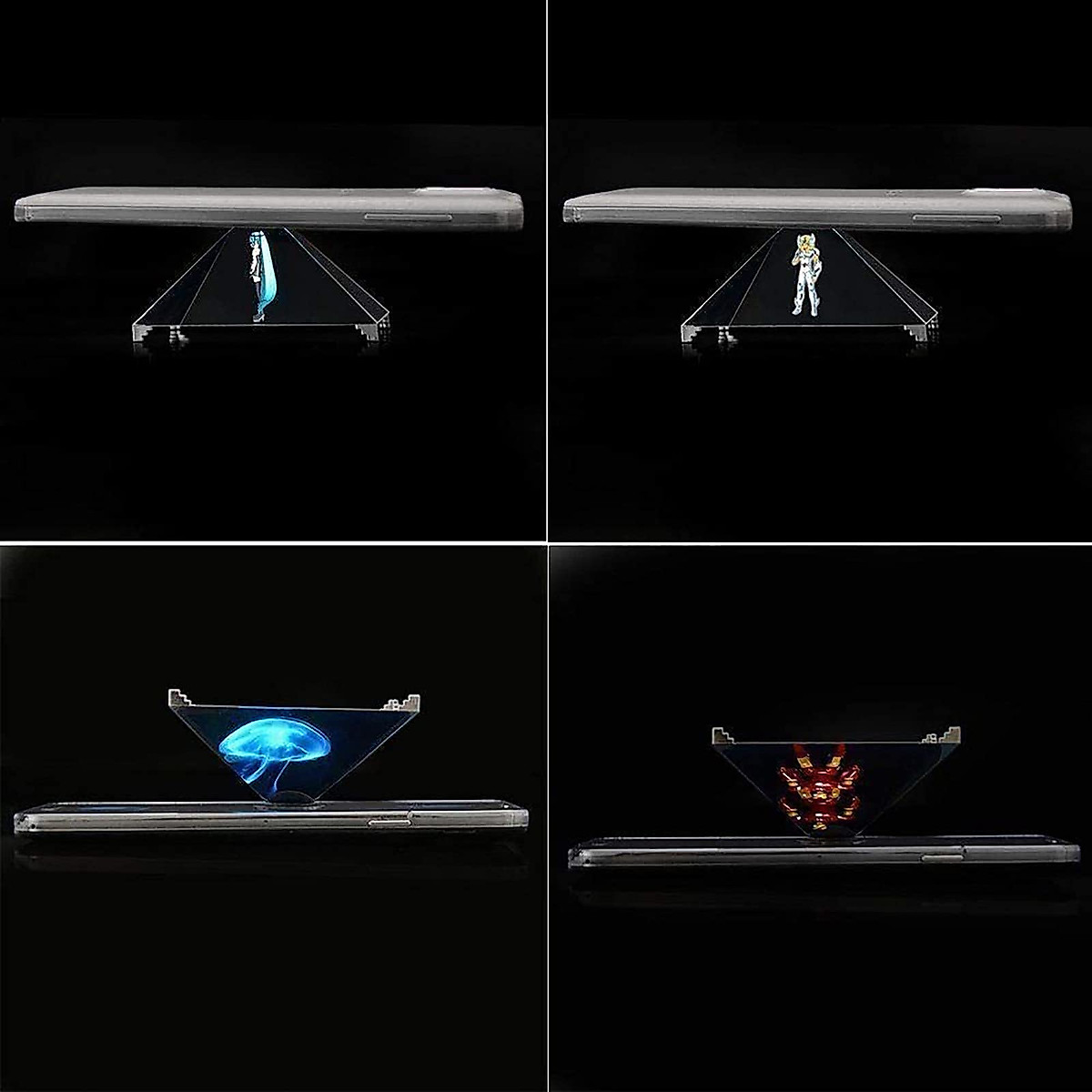 YBaoTuu Hologram 3D Projector Child, Hologram Projector, 3D Hologram Display Clear Picture Quality for Office, Mobile Phone, Product Display, Animated Characters, 22.5x19x9.5cm, Black