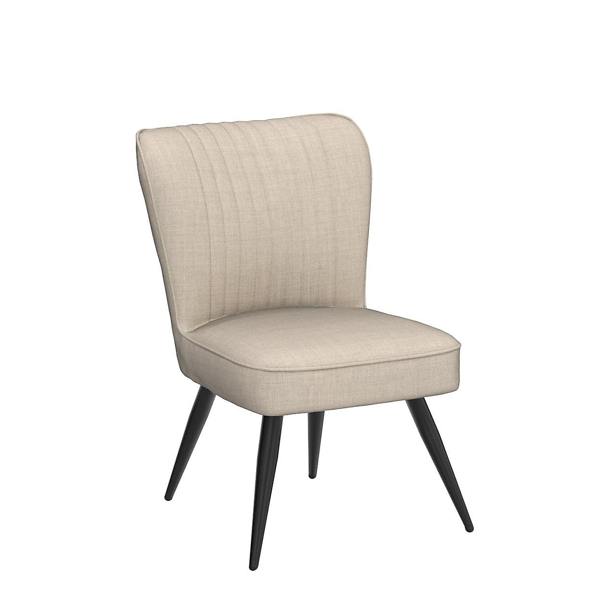 Alunaune Accent Chair Set of 2 Upholstered Living Room Chairs Modern Bedroom Furniture Sets Armless Slipper Club Chair Guest Reception Couch Comfy Wingback Single Sofa-Ivory