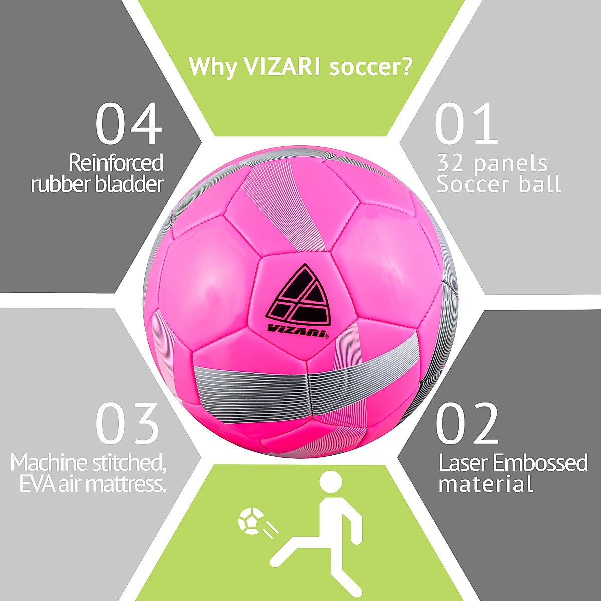 Vizari Hydra Soccer Ball | Synthetic Youth Football Gear | Soccer Training Equipment for Kids | Indoor Outdoor Play | Soccer Training | Gifts for Soccer Lovers | Professional & Adult Soccer Balls
