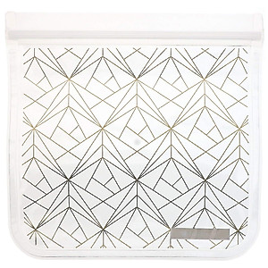 Full Circle, ZipTuck, Reusable Sandwich Bags, Gold Geo, 2 Bags
