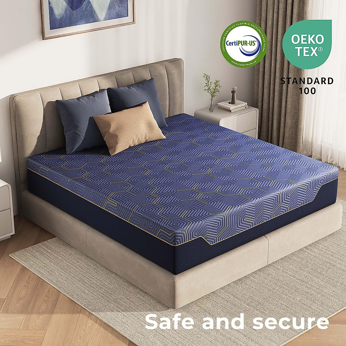 Rolanstar King Size Mattress 12 inch, Memory Foam Mattress for Pressure Relief, Cooling Gel Mattress in a Box, Bamboo-Charcoal Foam Mattress, Firm, Fiberglass Free, CertiPUR-US Certified