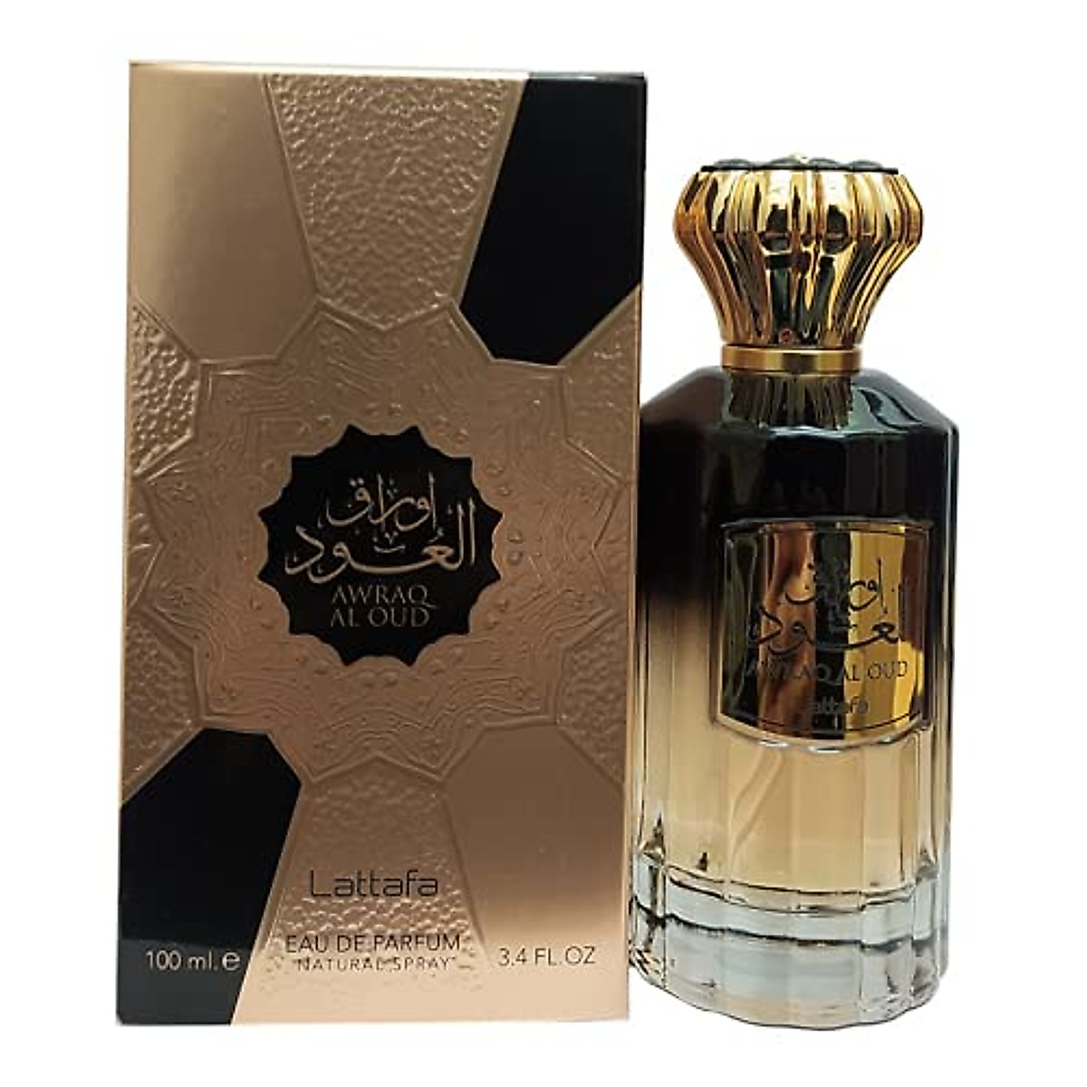 Awraq Al Oud EDP - Eau De Parfum 100ML (3.4 oz) |Strong Long-Lasting Spray I Black and Gold Bottle I Oud, Cinnamon, Nucsoara Scents I by Lataffa