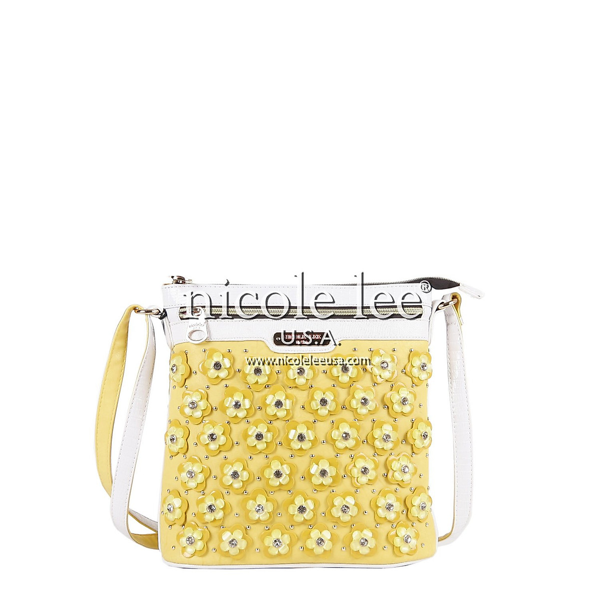 Nicole Lee Makenzie Floral Encrusted Beads Cross Body Bag, Pink, One Size