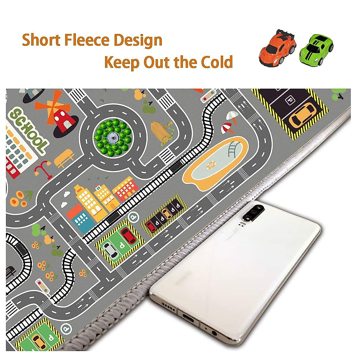 GOJAGOT Kids Carpet Playmat, Car Rugs for Kids Toy Cars, Toddler Activity Mat for Race Cars and Toys, Play Rug Kids Makes a Fun Gift Idea for Boys & Girls.(Gray, 2'6"x4')