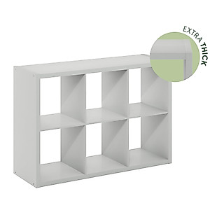 Furinno Cubicle Open Back Decorative Cube Storage Organizer, 6-Cube, Light Grey