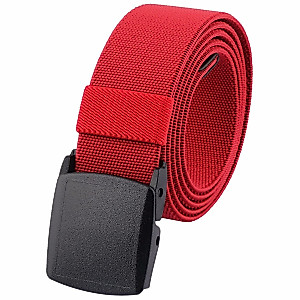 moonsix Men's Elastic Belt,Outdoor Military Tactical Duty Web Belt with Plastic Buckle,Red