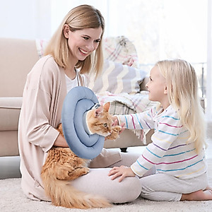 Abbylike Cat Cone Collar and Surgical Recovery Suit Set Cat Neck Donut Collar Soft Elizabeth Recovery Collar Cone E Collar Alternative for Small Pets Dog Kitten Puppy After Surgery Wear (X-Large)