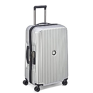 DELSEY PARIS Securitime Expandable Luggage with Spinner Wheels, Silver, Checked-Medium 25 Inch