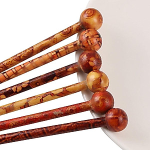 6 Pieces Wood Hair Sticks Japanese Hair Chopsticks for Hair Pins for Women Long Handmade Craft 13cm