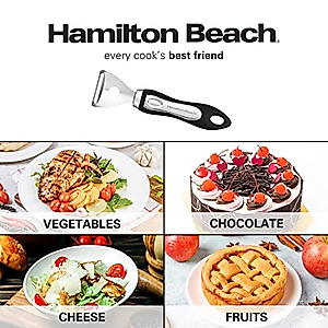Hamilton Beach Y Shape Peeler Stainless Steel 7.5in Soft Touch Handle, Vegetable Y shape Peeler Ergonomic Non-Slip Handle & Sharp Blade, Apple Peelers for Fruit, Carrot, Veggie, Potatoes - Black