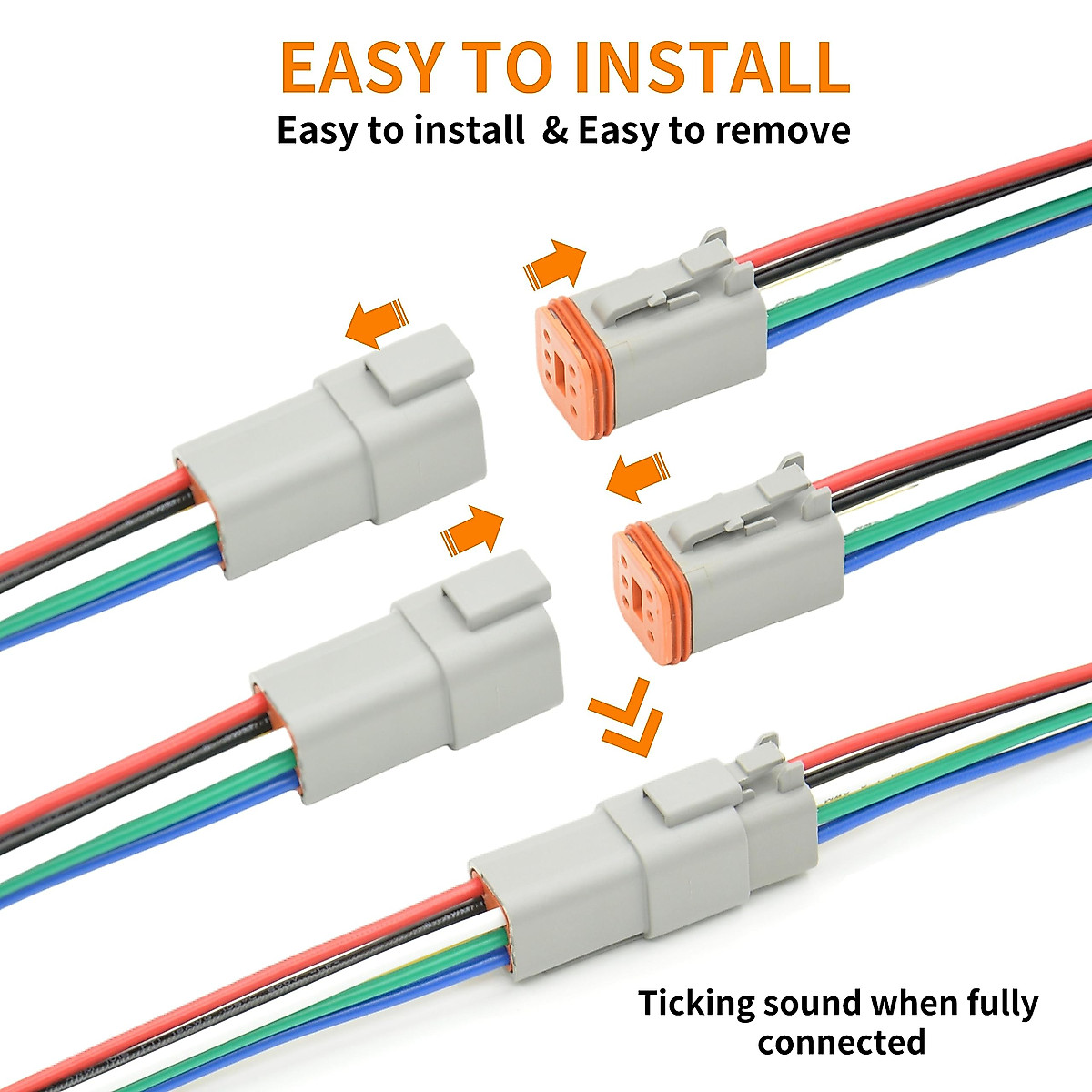 2 Sets 6 Pin DT Deustch Waterproof Automotive Plug Connector with 16AWG -40℃-105℃ 600V Wires and Heat Shrink Tubes Connectors Kit for Car Truck Boat(DT Connector 2 Sets 6 Pin)