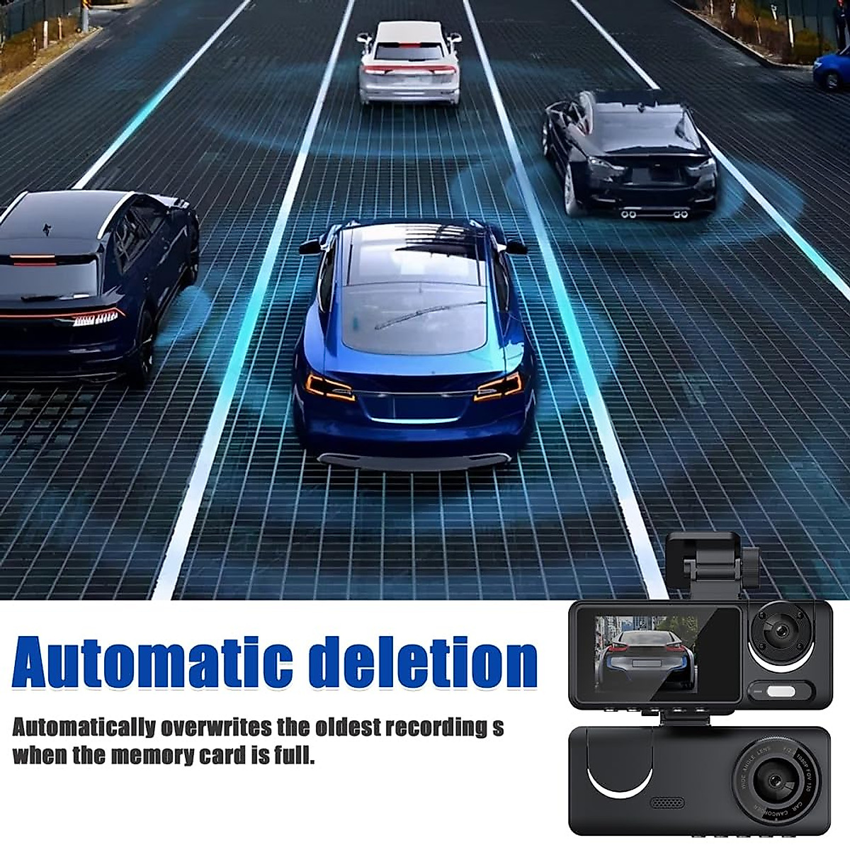 3 Cameras Dash Cam Multi-Language Clear Car Rearview Mirror Car Video Recording Camcorder Wide Angle Car Camera Recorder Auto ty Driving Recorder