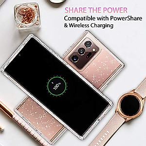 Coolwee Crystal Glitter Full Protective Case for Galaxy Note 20 Ultra 5G Heavy Duty Hybrid 3 in 1 Rugged Shockproof Women Girl Transparent for Samsung Galaxy Note 20 Ultra Shiny Clear Bling Sparkle