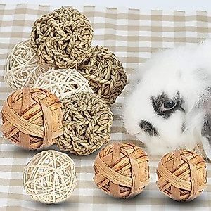 VCZONE Bunny Chew Toys, Rabbit Pet Tooth Chew Toys Organic Natural Apple Wood Grass Cake Ideal for Bunny, Chinchilla, Guinea Pigs, Hamsters Teeth Grinding (9 Pack)