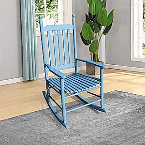 Wooden Porch Rocker Chair Blue