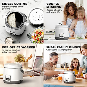 TLOG Mini Rice Cooker 2.5-Cup Uncooked(5-Cup cooked), Healthy Non-stick Coating 1.2L Small Rice Cooker for 1-3 People, Portable Travel Rice Cooker with Steam Tray, Rice Maker for Grains, White Rice, Oatmeal, Veggies