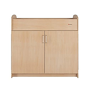Foundations Serenity Daycare Changing Table with Storage Cubbies, Baby Diaper Changing Station for Childcare Centers, Includes 1" Foam Mattress Pad, Natural Wood Finish