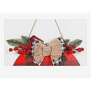 Boltigen Merry Christmas Decorations Sign Front Door Round Wooden Wreath Christmas Hanging Sign Decor for Christmas Home Window Wall Farmhouse Indoor Outdoor Decorations (Style 1)