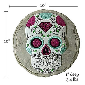 Spoontiques - Garden Décor - Sugar Skull Stepping Stone - Decorative Stone for Garden