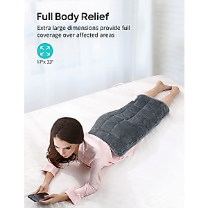 Weighted Heating Pad 17''x 33" XXXL Electric Heating Pad for Back Pain Relief, 5LBS with 6 Heat Settings 2H Auto-Off Heat Pad for Shoulder Arms Legs Cramps Washable