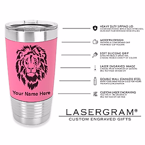 LaserGram 20oz Vacuum Insulated Tumbler Mug, Music Heart, Personalized Engraving Included (Silicone Grip, Pink)