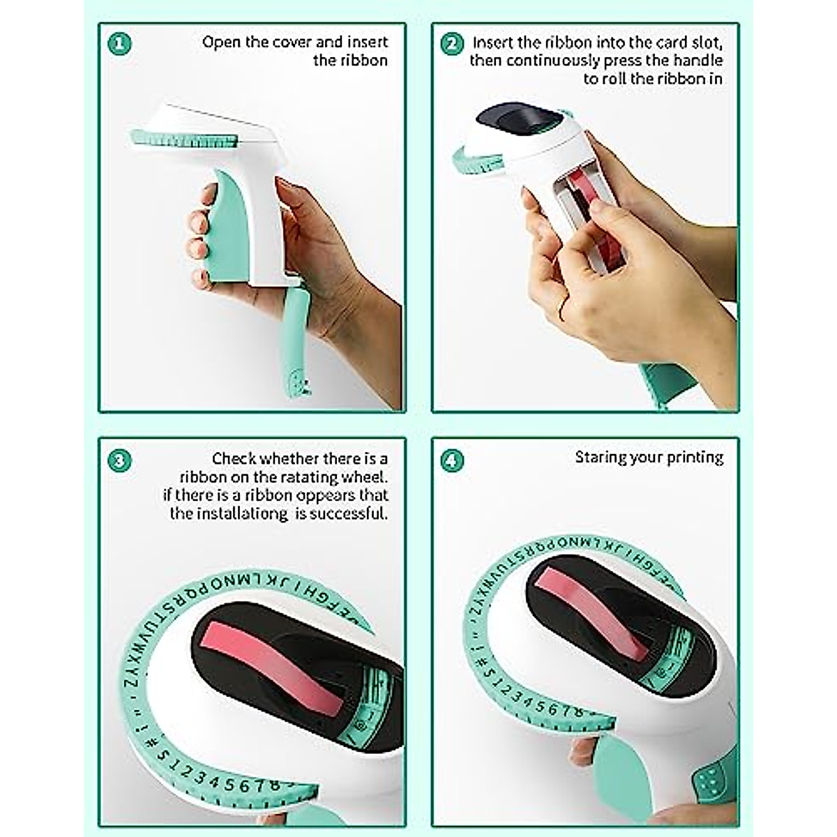 LabelCreate Embossing Label Maker Machine with Tapes, 3D Embosser Protable Handheld Label Machine, E975 Embosser Label Maker with 6 Rolls Embossing Label Tapes -Green