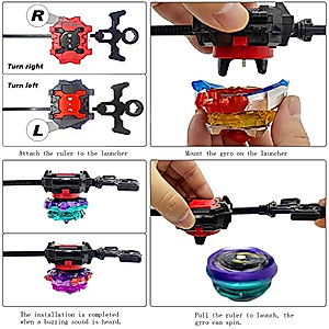 Elfnico Bey Battle Gyro Burst Battle Evolution Metal Fusion Attack Set with 4D Launcher Grip Battle Set