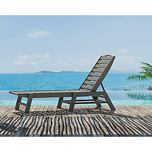 POLYWOOD Nautical Patio Chaise, Slate Grey