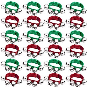 Cooraby 24 Pack Christmas Band Wrist Bells Bracelets Musical Instruments Wrist Bells Ankle Bells for Christmas Party Favors