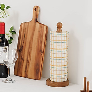 Goodsdeco Wooden Paper Towel Holder - Paper Towel Hanger Rack, Countertop Kitchen Paper Towel Dispenser, Standing Paper Towel Roll Hanger, Rubberwood Paper Towel Holder (Walnut)