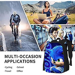 zhiming HedgeHog Cartoon Backpack for School,Teens Bookbag Game Laptop Bags Pack 3D Printed 17 Inch for Gift(so blue 2)