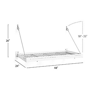 NewAge Products Pro Series White 2'. x 4'. Wall Mounted Steel Shelf, Garage Overheads, 40405