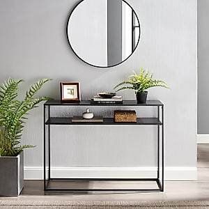Crosley Furniture Braxton Sofa Console Table with Storage Shelf for Hall, Entryway, or Living Room, Matte Black