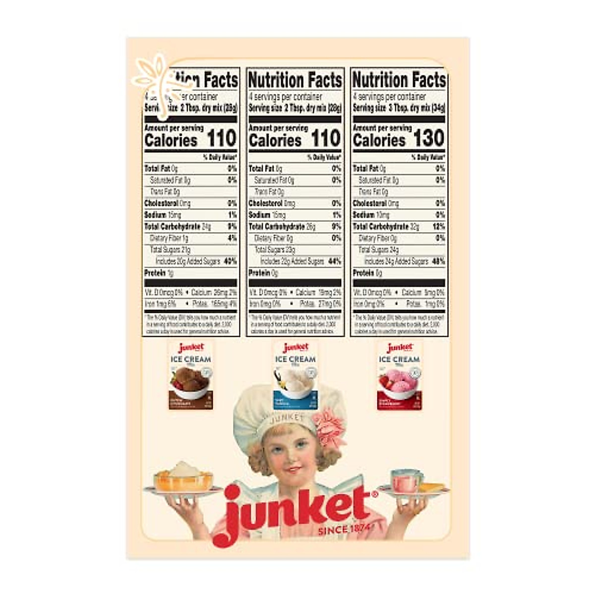 Junket Ice Cream Mix Bundle - 4 Vanilla, 4 Chocolate, 4 Strawberry (12 Total)