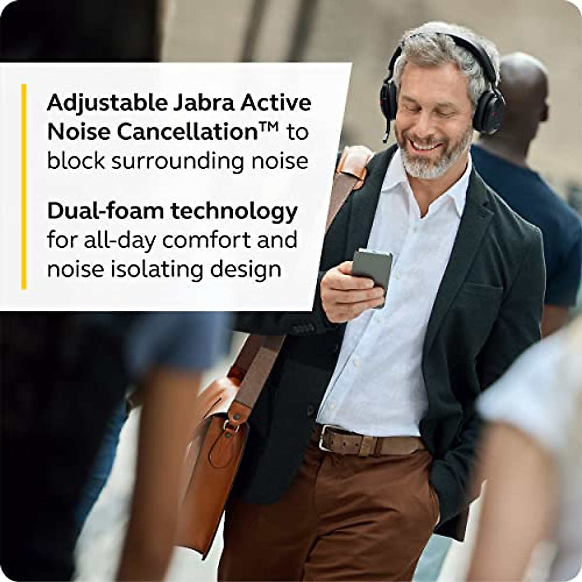 Jabra Evolve2 75 PC Wireless Headset with 8-Microphone Technology - Dual Foam Stereo Headphones with Adjustable Advanced Active Noise Cancelling, USB-A Bluetooth Adapter and UC Compatibility - Black